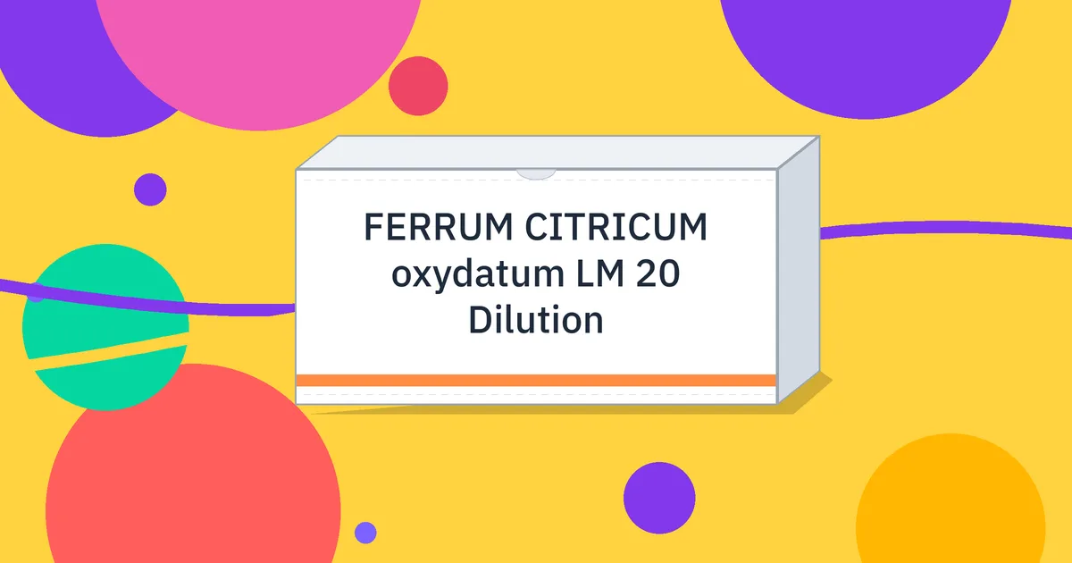 Symbolbild: Packung mit der Aufschrift FERRUM CITRICUM oxydatum LM 20 Dilution (PZN 12848534) – Verfügbarkeit und Bezug in Apotheken in Frankfurt am Main