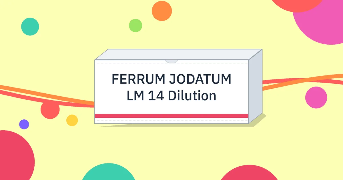 Symbolbild: Packung mit der Aufschrift FERRUM JODATUM LM 14 Dilution (PZN 12848913) – Verfügbarkeit und Bezug in Apotheken in Frankfurt am Main