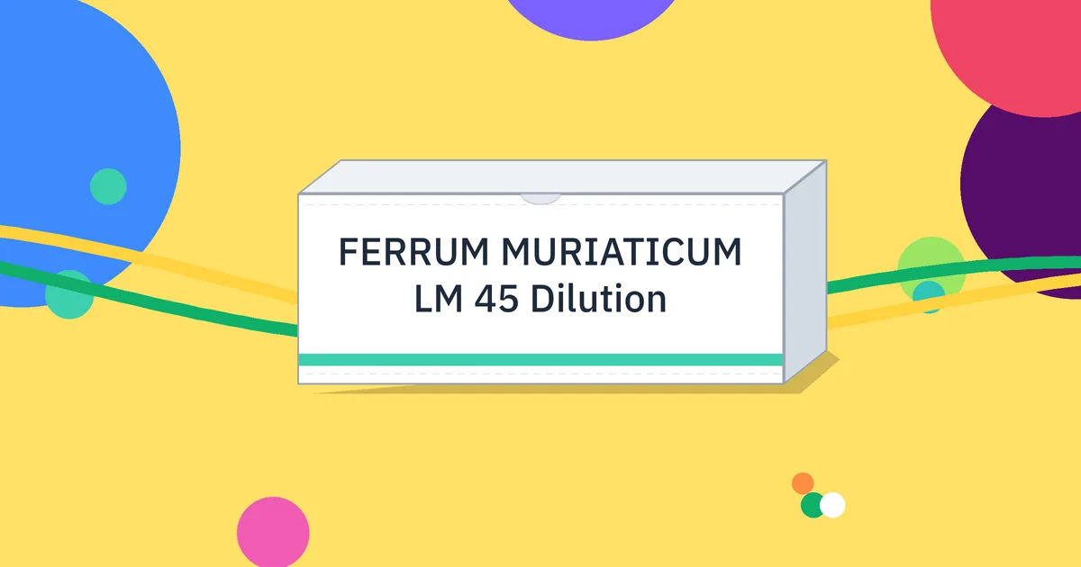 Symbolbild: Packung mit der Aufschrift FERRUM MURIATICUM LM 45 Dilution (PZN 12850985) – Verfügbarkeit und Bezug in Apotheken in Frankfurt am Main