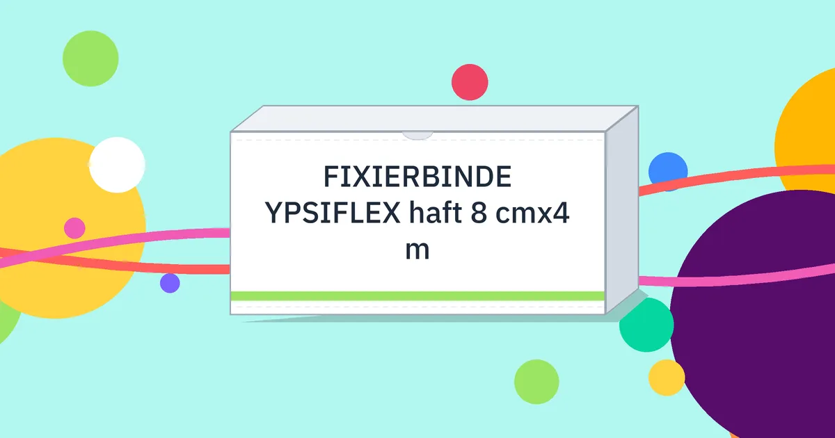 Symbolbild: Packung mit der Aufschrift FIXIERBINDE YPSIFLEX haft 8 cmx4 m (PZN 07439785) – Verfügbarkeit und Bezug in Apotheken in Frankfurt am Main