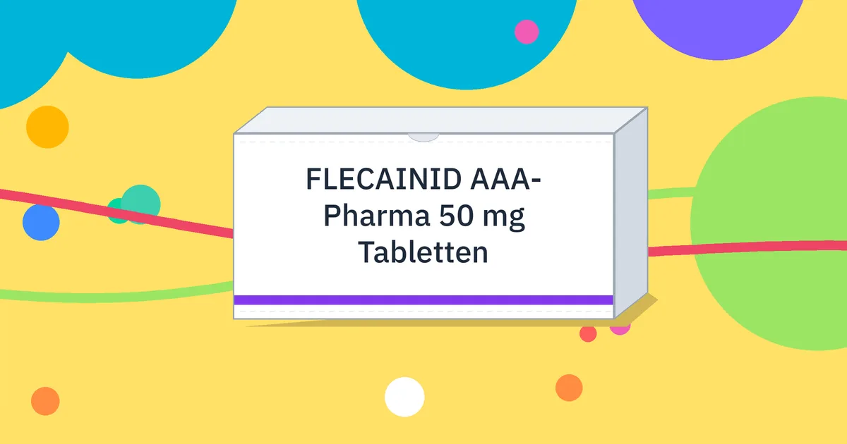 Symbolbild: Packung mit der Aufschrift FLECAINID AAA-Pharma 50 mg Tabletten (PZN 17244829) – Verfügbarkeit und Bezug in Apotheken in Frankfurt am Main