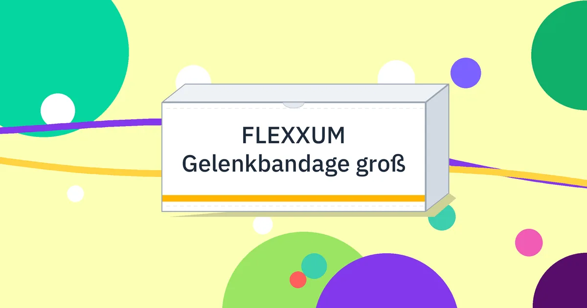 Symbolbild: Packung mit der Aufschrift FLEXXUM Gelenkbandage groß (PZN 01317590) – Verfügbarkeit und Bezug in Apotheken in Frankfurt am Main