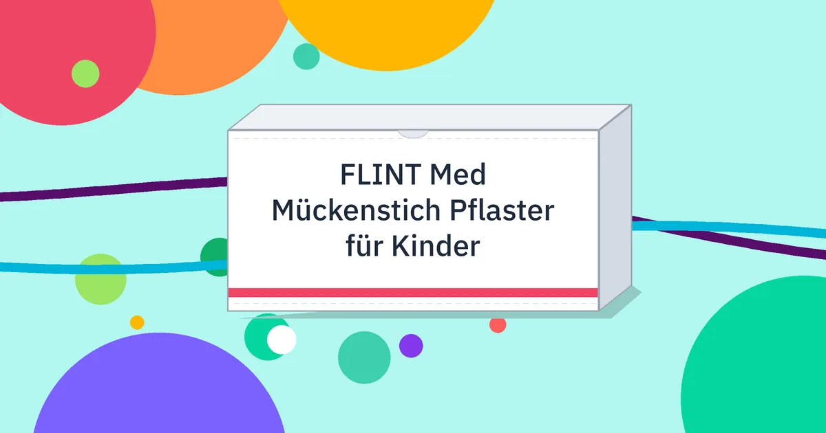 Symbolbild: Packung mit der Aufschrift FLINT Med Mückenstich Pflaster für Kinder (PZN 19543737) – Verfügbarkeit und Bezug in Apotheken in Frankfurt am Main