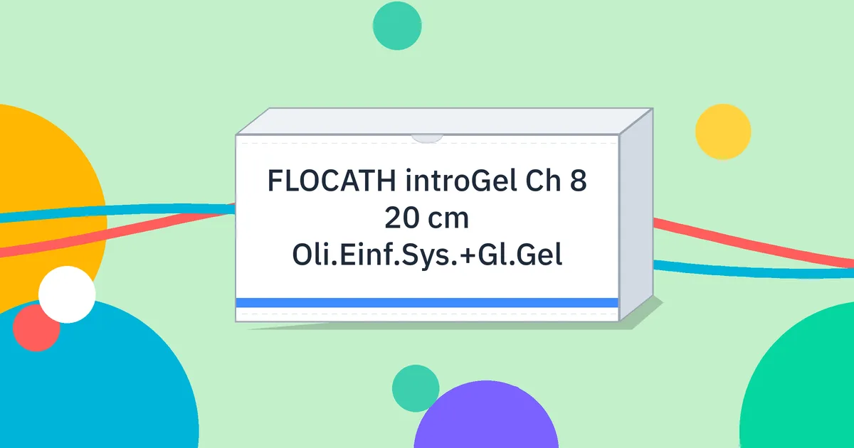 Symbolbild: Packung mit der Aufschrift FLOCATH introGel Ch 8 20 cm Oli.Einf.Sys.+Gl.Gel (PZN 05018737) – Verfügbarkeit und Bezug in Apotheken in Frankfurt am Main