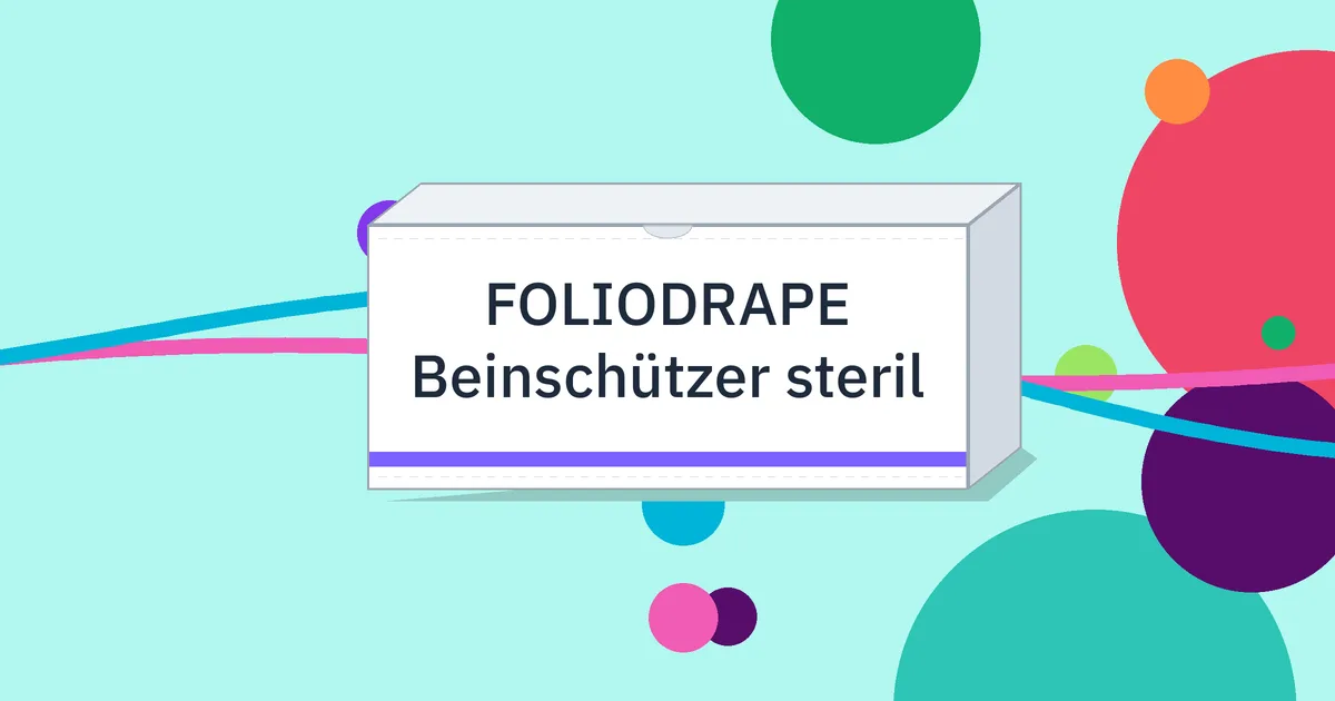 Symbolbild: Packung mit der Aufschrift FOLIODRAPE Beinschützer steril (PZN 06892815) – Verfügbarkeit und Bezug in Apotheken in Frankfurt am Main