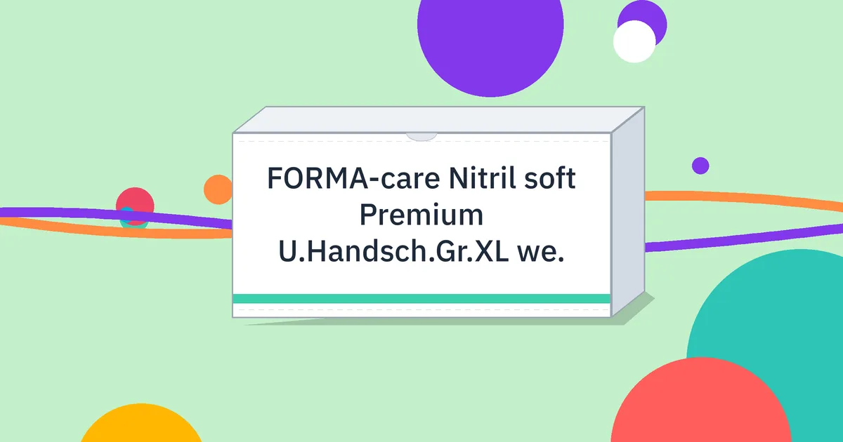 Symbolbild: Packung mit der Aufschrift FORMA-care Nitril soft Premium U.Handsch.Gr.XL we. (PZN 11000670) – Verfügbarkeit und Bezug in Apotheken in Frankfurt am Main