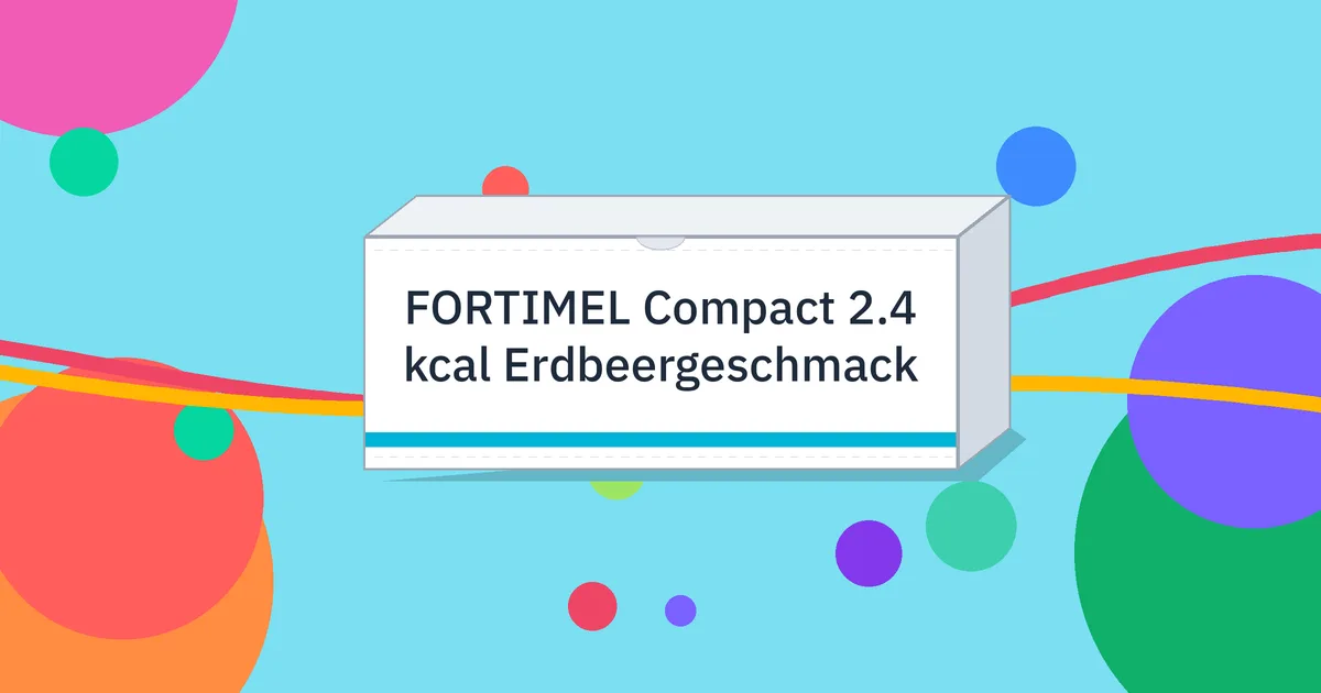 Symbolbild: Packung mit der Aufschrift FORTIMEL Compact 2.4 kcal Erdbeergeschmack (PZN 19751476) – Verfügbarkeit und Bezug in Apotheken in Frankfurt am Main