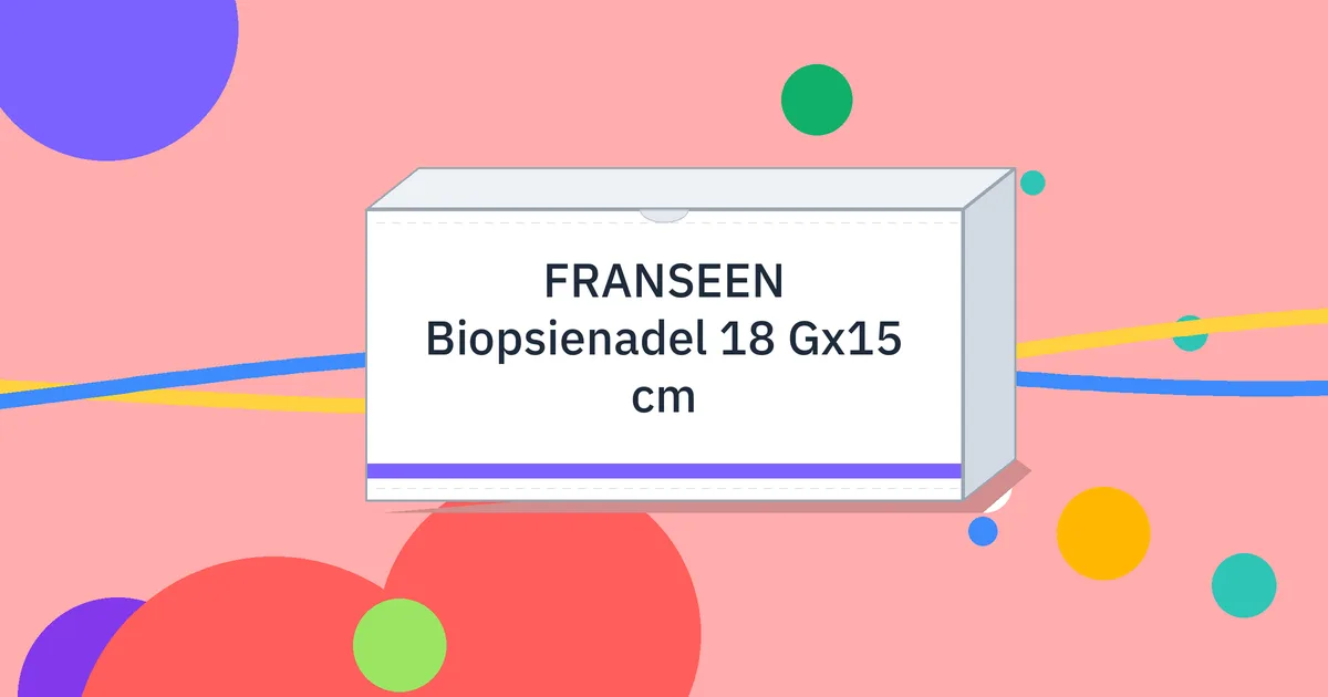 Symbolbild: Packung mit der Aufschrift FRANSEEN Biopsienadel 18 Gx15 cm (PZN 00297690) – Verfügbarkeit und Bezug in Apotheken in Frankfurt am Main