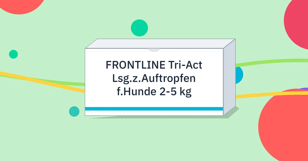 Symbolbild: Packung mit der Aufschrift FRONTLINE Tri-Act Lsg.z.Auftropfen f.Hunde 2-5 kg (PZN 16359849) – Verfügbarkeit und Bezug in Apotheken in Frankfurt am Main