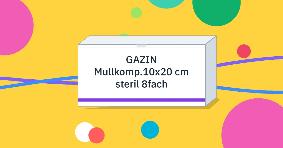 Symbolbild: Packung mit der Aufschrift GAZIN Mullkomp.10x20 cm steril 8fach (PZN 15420759) – Verfügbarkeit und Bezug in Apotheken in Frankfurt am Main