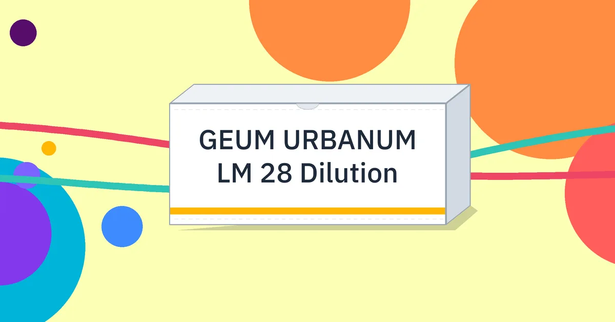 Symbolbild: Packung mit der Aufschrift GEUM URBANUM LM 28 Dilution (PZN 13543943) – Verfügbarkeit und Bezug in Apotheken in Frankfurt am Main