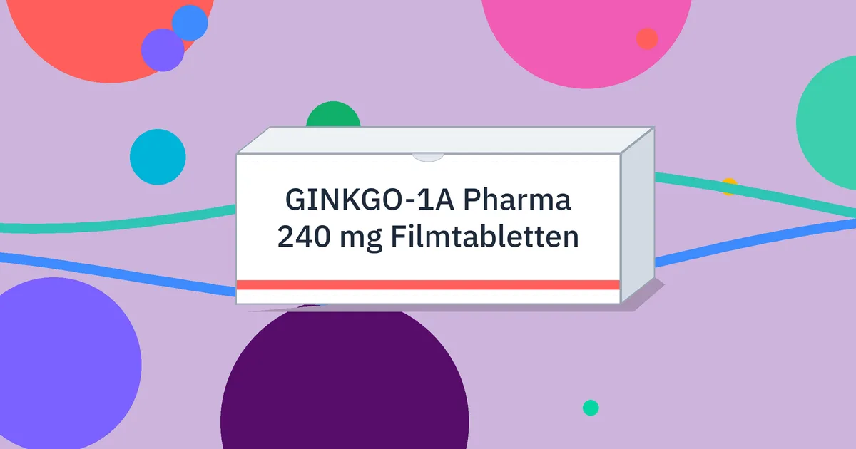 Symbolbild: Packung mit der Aufschrift GINKGO-1A Pharma 240 mg Filmtabletten (PZN 14128904) – Verfügbarkeit und Bezug in Apotheken in Frankfurt am Main
