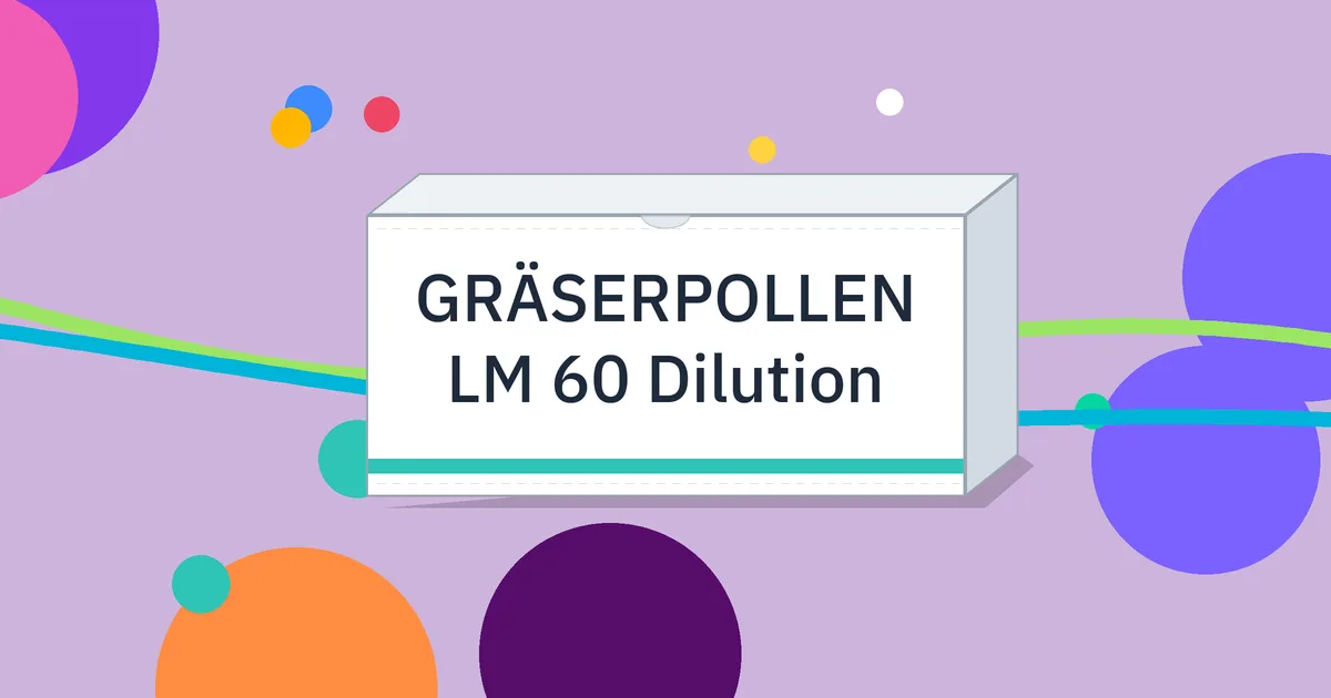 Symbolbild: Packung mit der Aufschrift GRÄSERPOLLEN LM 60 Dilution (PZN 12882399) – Verfügbarkeit und Bezug in Apotheken in Frankfurt am Main