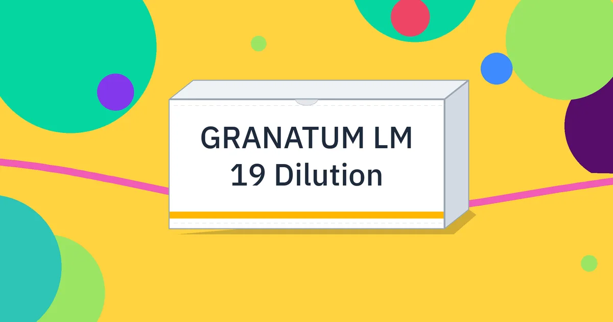 Symbolbild: Packung mit der Aufschrift GRANATUM LM 19 Dilution (PZN 13546143) – Verfügbarkeit und Bezug in Apotheken in Frankfurt am Main