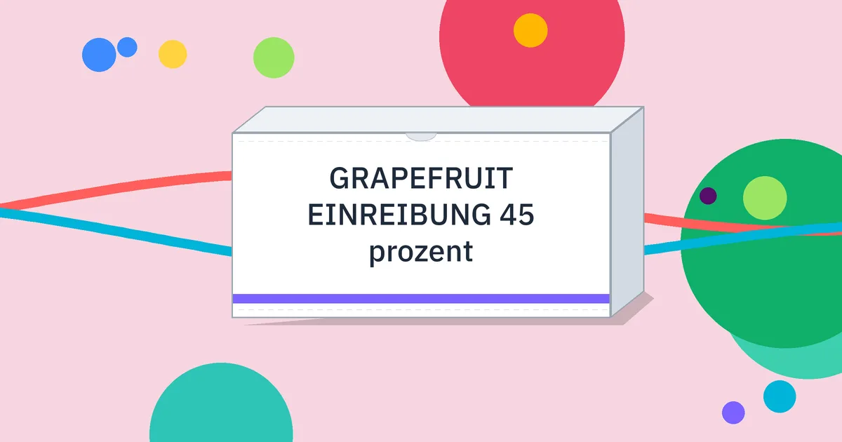 Symbolbild: Packung mit der Aufschrift GRAPEFRUIT EINREIBUNG 45 prozent (PZN 05517707) – Verfügbarkeit und Bezug in Apotheken in Frankfurt am Main