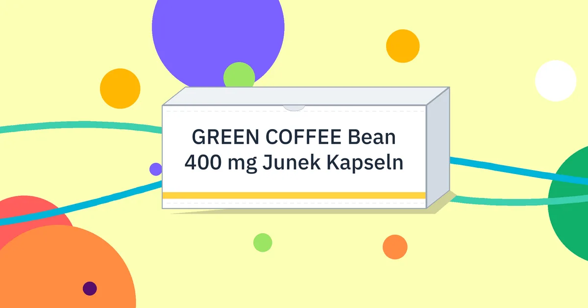 Symbolbild: Packung mit der Aufschrift GREEN COFFEE Bean 400 mg Junek Kapseln (PZN 11176601) – Verfügbarkeit und Bezug in Apotheken in Frankfurt am Main
