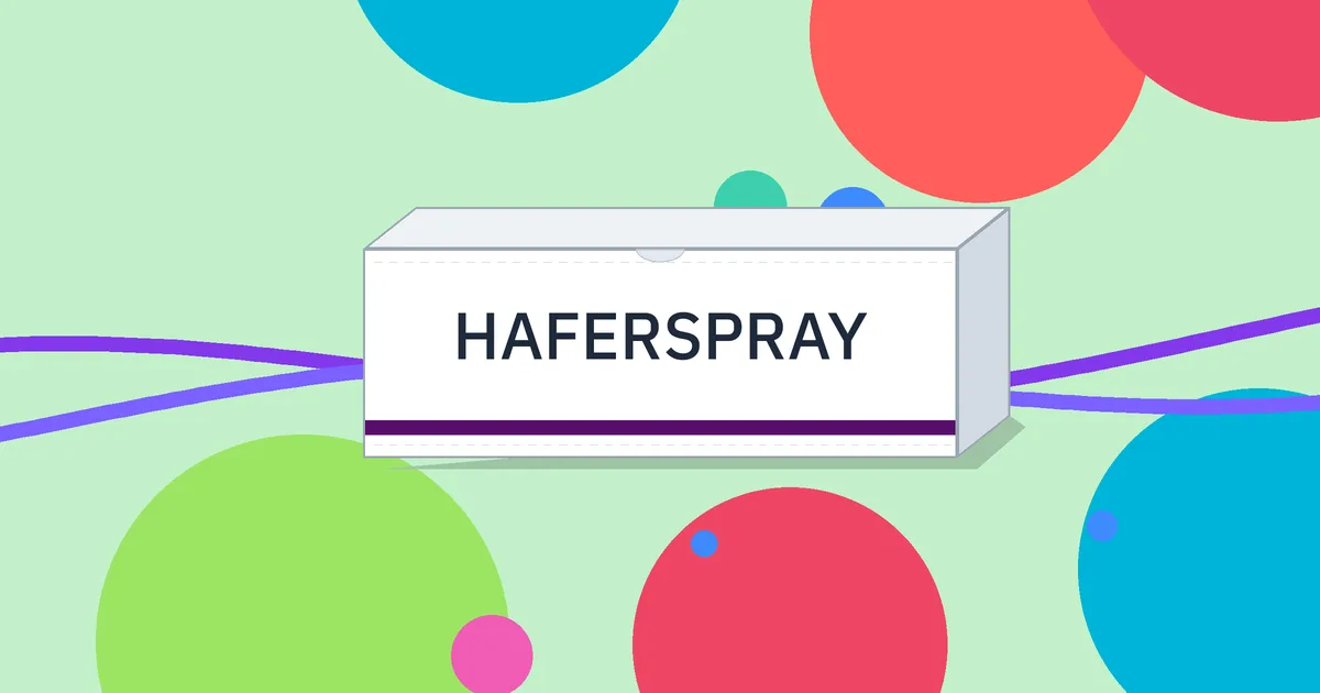 Symbolbild: Packung mit der Aufschrift HAFERSPRAY (PZN 11712620) – Verfügbarkeit und Bezug in Apotheken in Frankfurt am Main