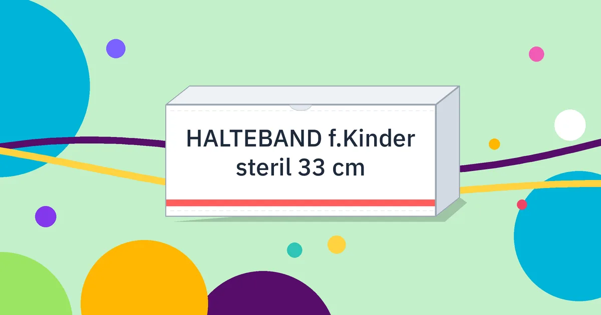 Symbolbild: Packung mit der Aufschrift HALTEBAND f.Kinder steril 33 cm (PZN 01241415) – Verfügbarkeit und Bezug in Apotheken in Frankfurt am Main