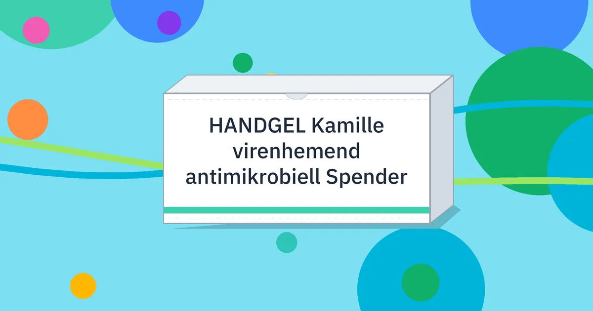 Symbolbild: Packung mit der Aufschrift HANDGEL Kamille virenhemend antimikrobiell Spender (PZN 15633515) – Verfügbarkeit und Bezug in Apotheken in Frankfurt am Main