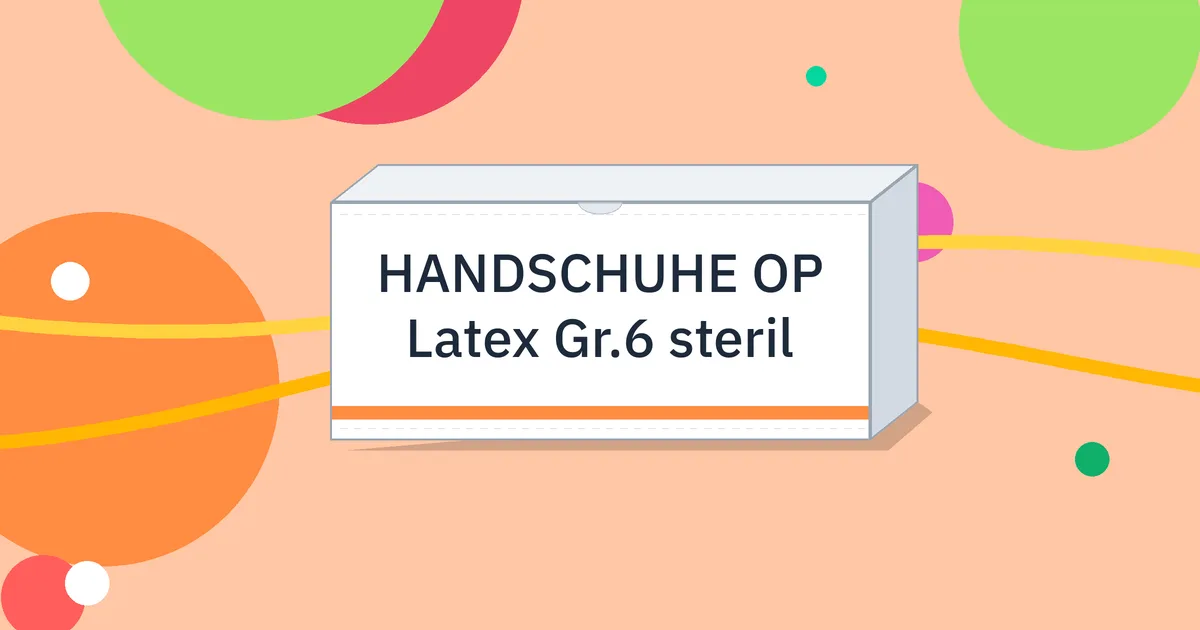 Symbolbild: Packung mit der Aufschrift HANDSCHUHE OP Latex Gr.6 steril (PZN 00061585) – Verfügbarkeit und Bezug in Apotheken in Frankfurt am Main