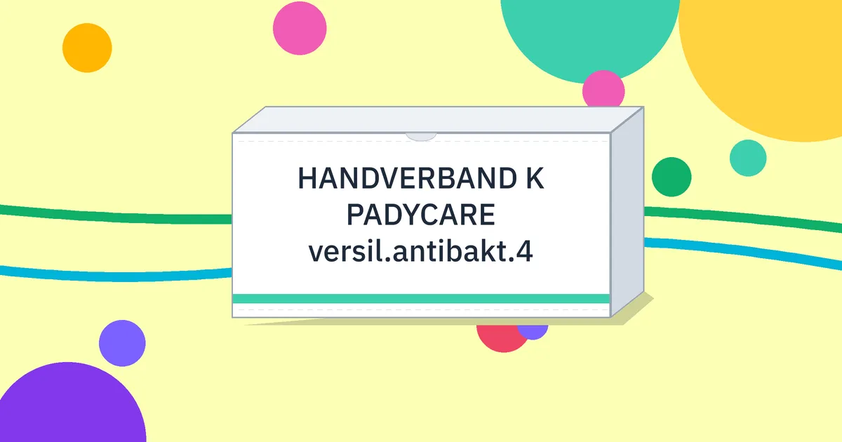 Symbolbild: Packung mit der Aufschrift HANDVERBAND K PADYCARE versil.antibakt.4 (PZN 10939445) – Verfügbarkeit und Bezug in Apotheken in Frankfurt am Main