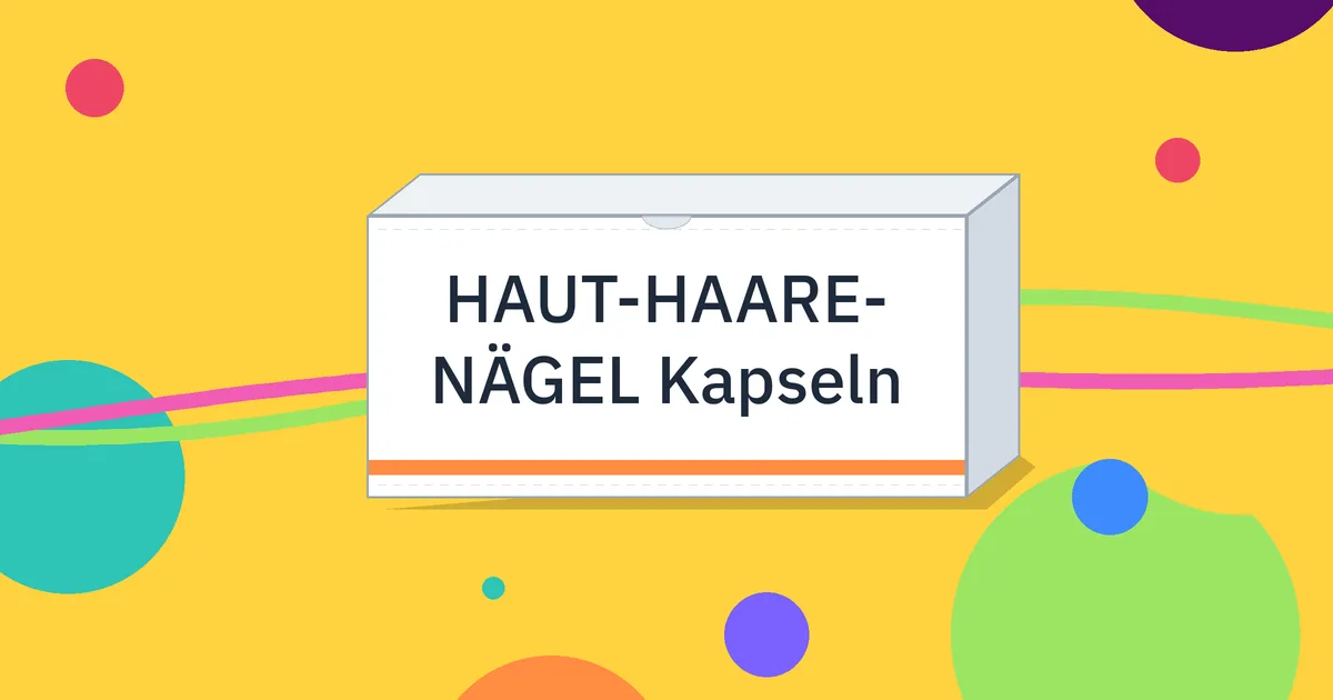 Symbolbild: Packung mit der Aufschrift HAUT-HAARE-NÄGEL Kapseln (PZN 10414524) – Verfügbarkeit und Bezug in Apotheken in Frankfurt am Main