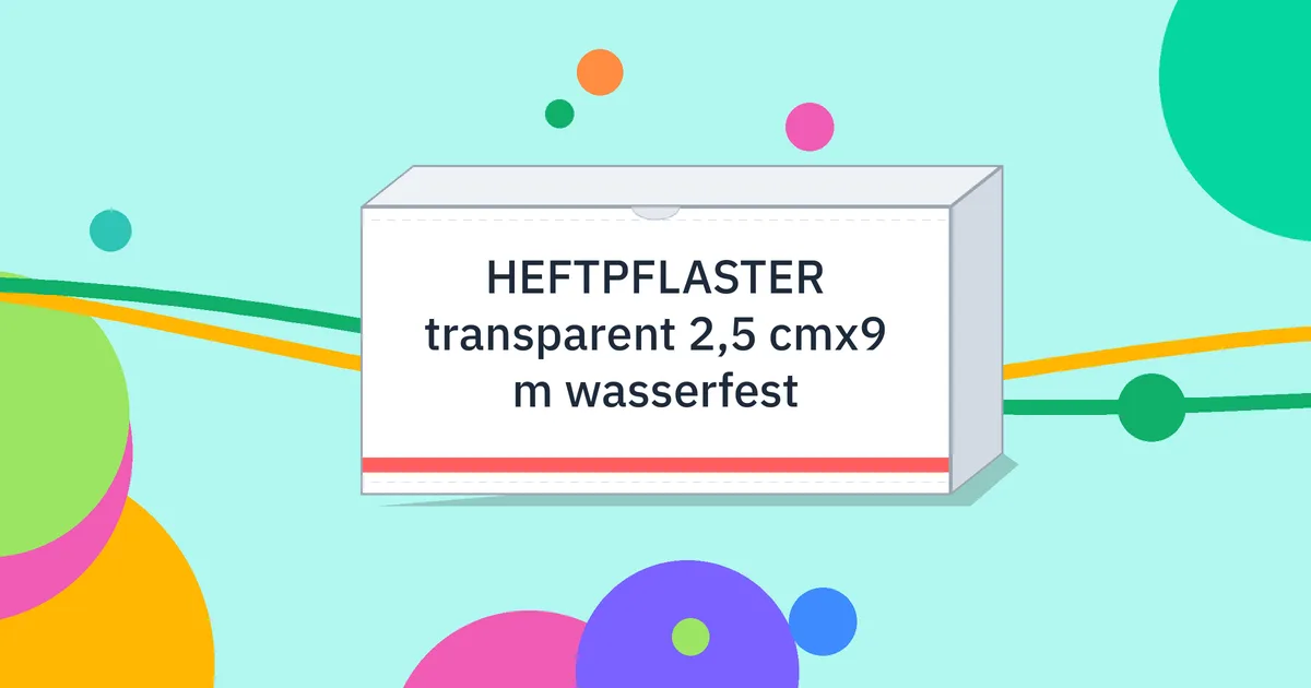 Symbolbild: Packung mit der Aufschrift HEFTPFLASTER transparent 2,5 cmx9 m wasserfest (PZN 00517097) – Verfügbarkeit und Bezug in Apotheken in Frankfurt am Main