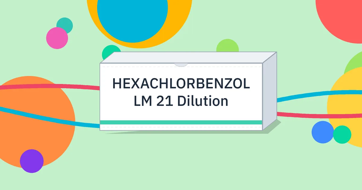 Symbolbild: Packung mit der Aufschrift HEXACHLORBENZOL LM 21 Dilution (PZN 12888918) – Verfügbarkeit und Bezug in Apotheken in Frankfurt am Main
