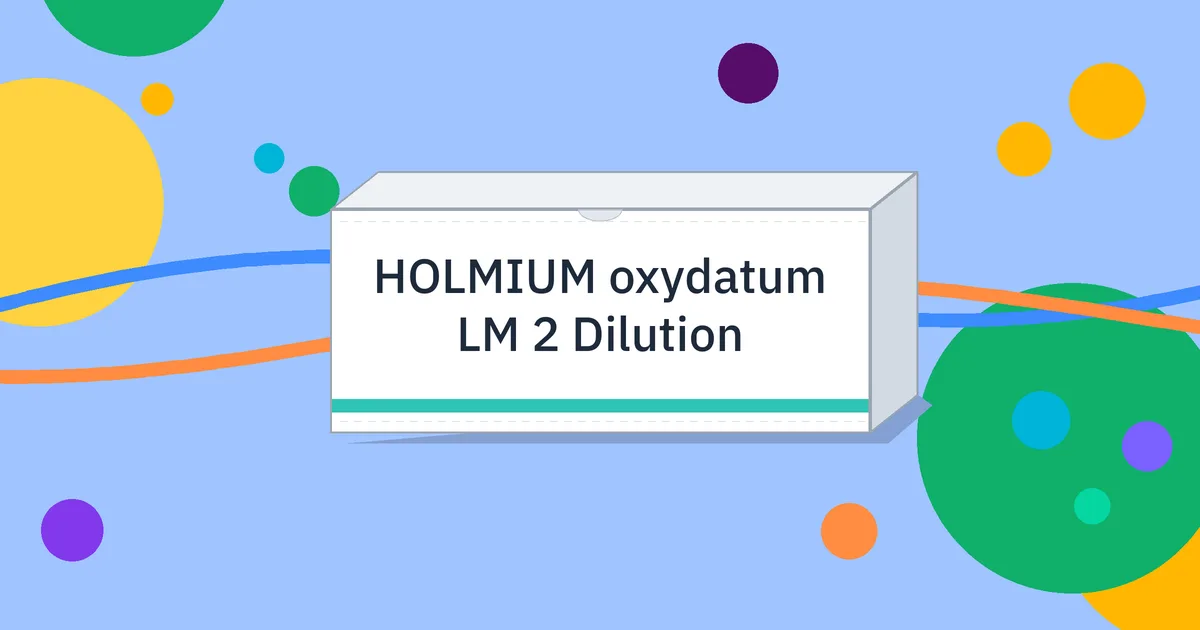 Symbolbild: Packung mit der Aufschrift HOLMIUM oxydatum LM 2 Dilution (PZN 13554763) – Verfügbarkeit und Bezug in Apotheken in Frankfurt am Main