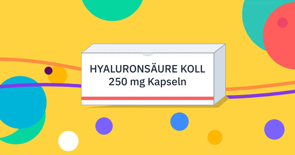 Symbolbild: Packung mit der Aufschrift HYALURONSÄURE KOLL 250 mg Kapseln (PZN 09462759) – Verfügbarkeit und Bezug in Apotheken in Frankfurt am Main