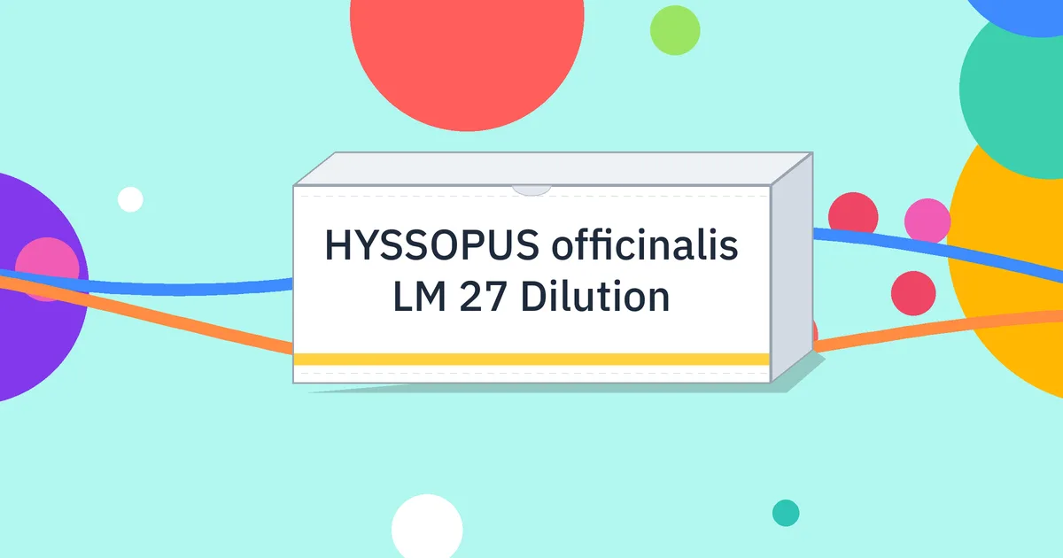 Symbolbild: Packung mit der Aufschrift HYSSOPUS officinalis LM 27 Dilution (PZN 13558324) – Verfügbarkeit und Bezug in Apotheken in Frankfurt am Main