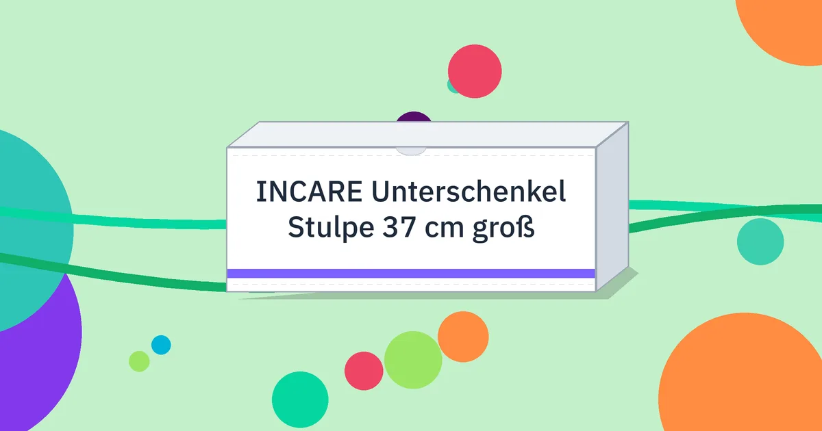 Symbolbild: Packung mit der Aufschrift INCARE Unterschenkel Stulpe 37 cm groß (PZN 01561901) – Verfügbarkeit und Bezug in Apotheken in Frankfurt am Main