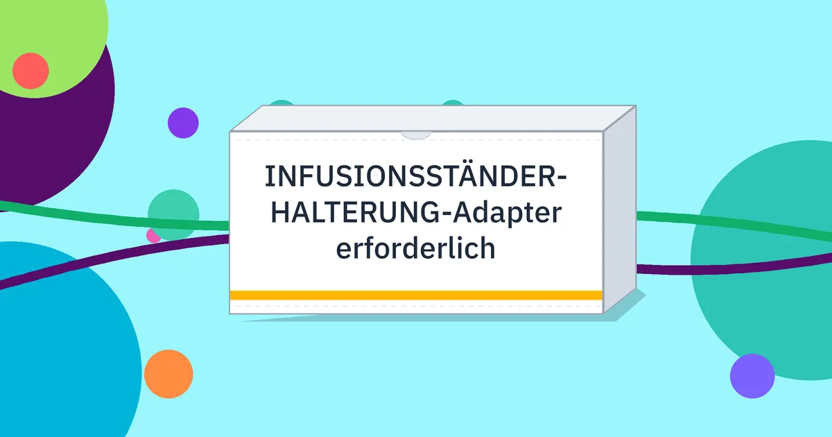 Symbolbild: Packung mit der Aufschrift INFUSIONSSTÄNDER-HALTERUNG-Adapter erforderlich (PZN 19176084) – Verfügbarkeit und Bezug in Apotheken in Frankfurt am Main