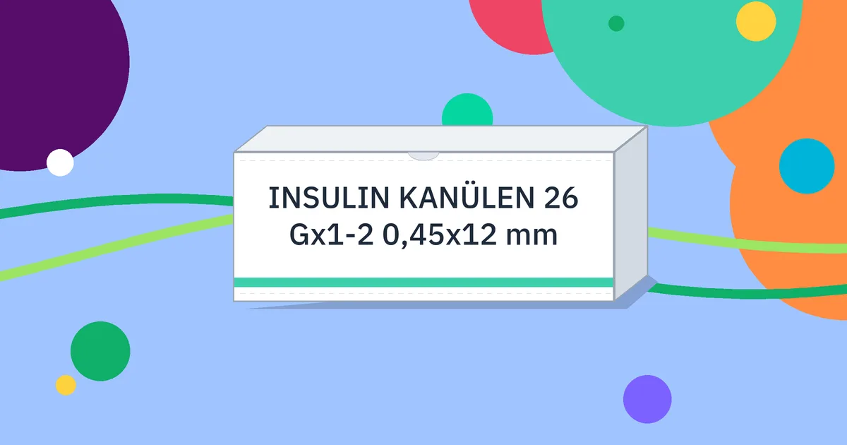 Symbolbild: Packung mit der Aufschrift INSULIN KANÜLEN 26 Gx1-2 0,45x12 mm (PZN 09619037) – Verfügbarkeit und Bezug in Apotheken in Frankfurt am Main