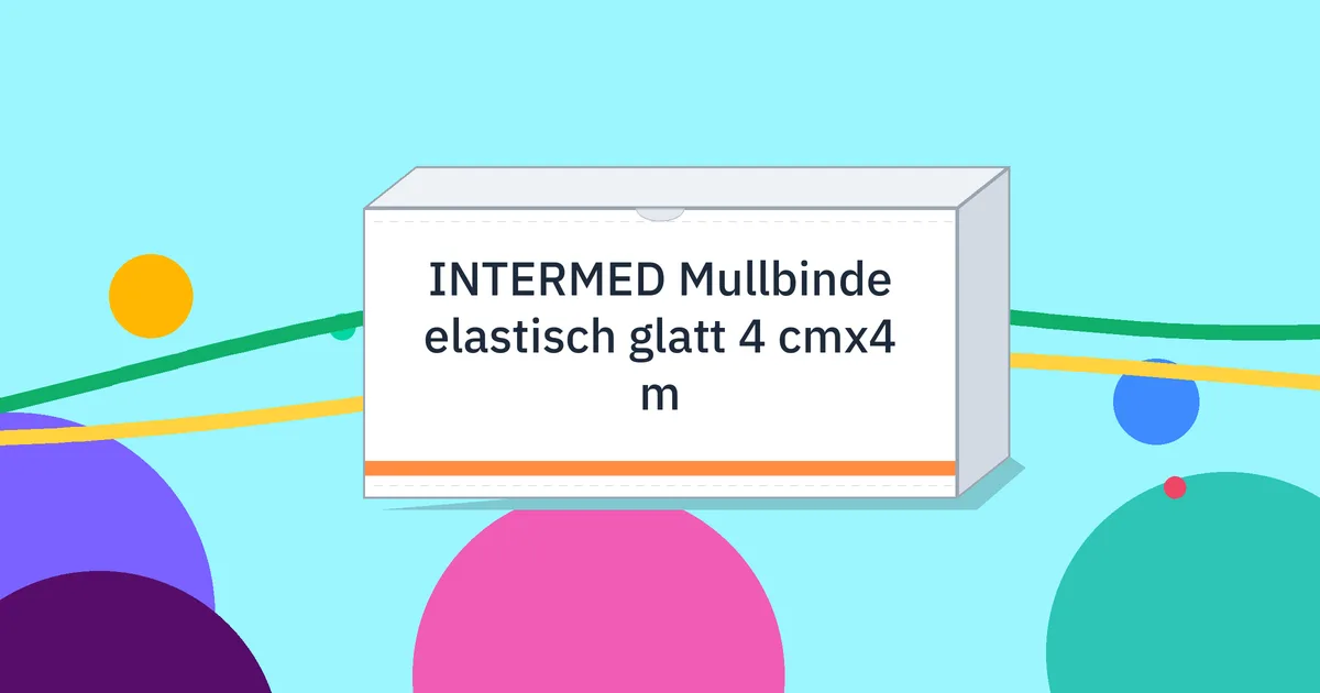 Symbolbild: Packung mit der Aufschrift INTERMED Mullbinde elastisch glatt 4 cmx4 m (PZN 02550360) – Verfügbarkeit und Bezug in Apotheken in Frankfurt am Main