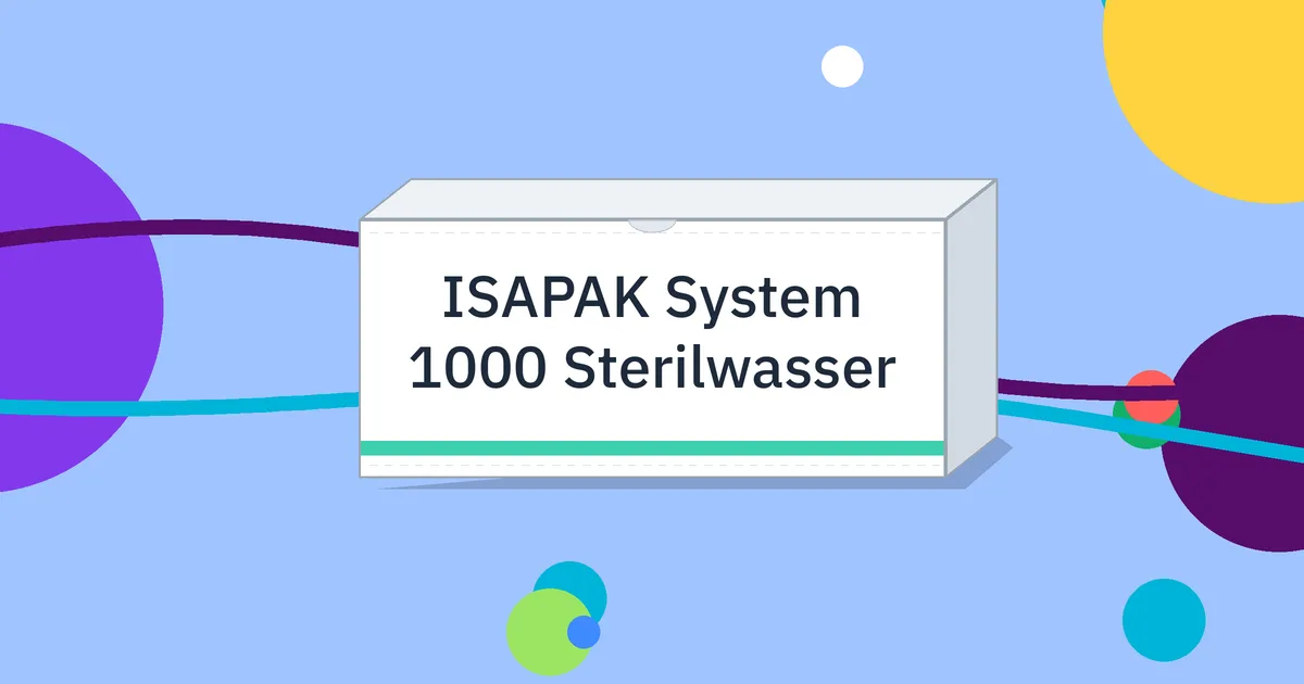 Symbolbild: Packung mit der Aufschrift ISAPAK System 1000 Sterilwasser (PZN 00087998) – Verfügbarkeit und Bezug in Apotheken in Frankfurt am Main