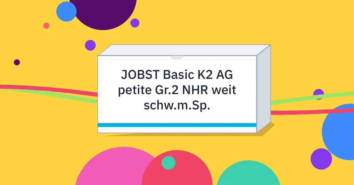 Symbolbild: Packung mit der Aufschrift JOBST Basic K2 AG petite Gr.2 NHR weit schw.m.Sp. (PZN 15311496) – Verfügbarkeit und Bezug in Apotheken in Frankfurt am Main