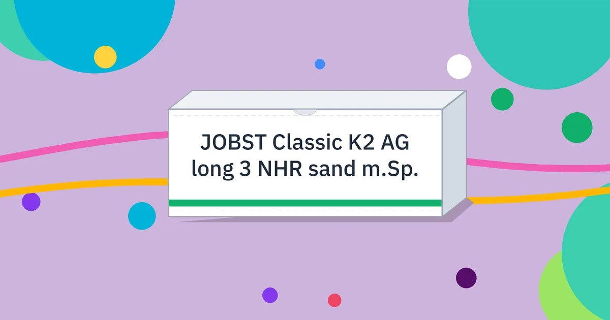 Symbolbild: Packung mit der Aufschrift JOBST Classic K2 AG long 3 NHR sand m.Sp. (PZN 10726755) – Verfügbarkeit und Bezug in Apotheken in Frankfurt am Main