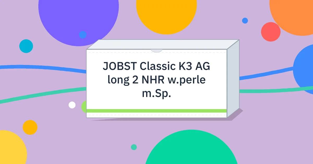 Symbolbild: Packung mit der Aufschrift JOBST Classic K3 AG long 2 NHR w.perle m.Sp. (PZN 13071792) – Verfügbarkeit und Bezug in Apotheken in Frankfurt am Main