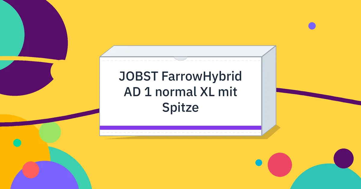 Symbolbild: Packung mit der Aufschrift JOBST FarrowHybrid AD 1 normal XL mit Spitze (PZN 13869337) – Verfügbarkeit und Bezug in Apotheken in Frankfurt am Main