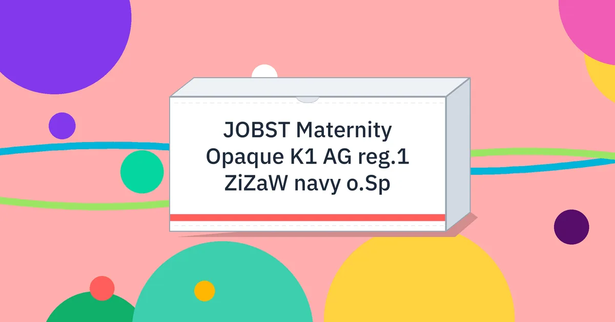 Symbolbild: Packung mit der Aufschrift JOBST Maternity Opaque K1 AG reg.1 ZiZaW navy o.Sp (PZN 15859403) – Verfügbarkeit und Bezug in Apotheken in Frankfurt am Main