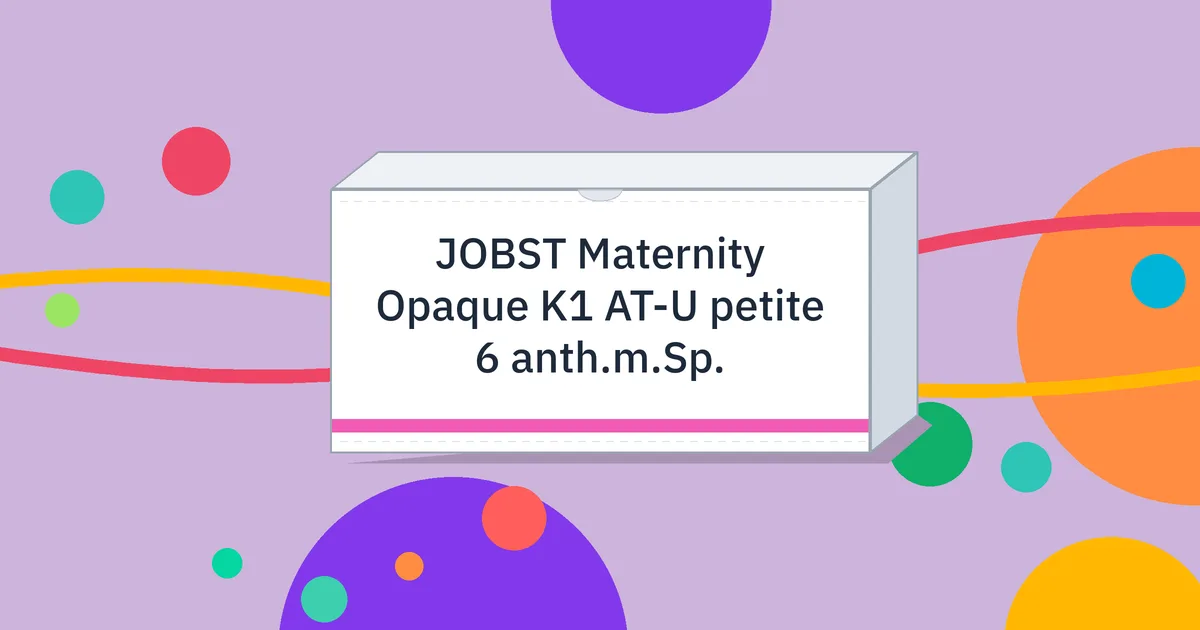 Symbolbild: Packung mit der Aufschrift JOBST Maternity Opaque K1 AT-U petite 6 anth.m.Sp. (PZN 15855457) – Verfügbarkeit und Bezug in Apotheken in Frankfurt am Main