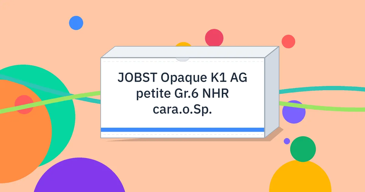 Symbolbild: Packung mit der Aufschrift JOBST Opaque K1 AG petite Gr.6 NHR cara.o.Sp. (PZN 13088108) – Verfügbarkeit und Bezug in Apotheken in Frankfurt am Main