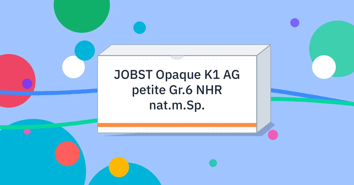 Symbolbild: Packung mit der Aufschrift JOBST Opaque K1 AG petite Gr.6 NHR nat.m.Sp. (PZN 13084599) – Verfügbarkeit und Bezug in Apotheken in Frankfurt am Main