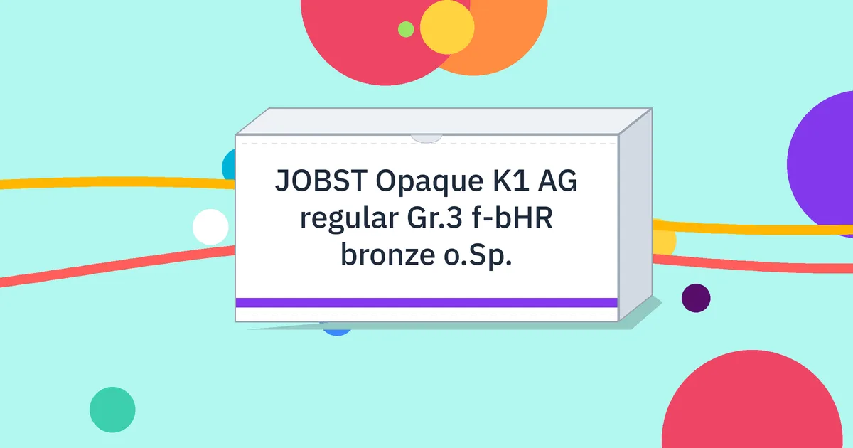 Symbolbild: Packung mit der Aufschrift JOBST Opaque K1 AG regular Gr.3 f-bHR bronze o.Sp. (PZN 13094385) – Verfügbarkeit und Bezug in Apotheken in Frankfurt am Main