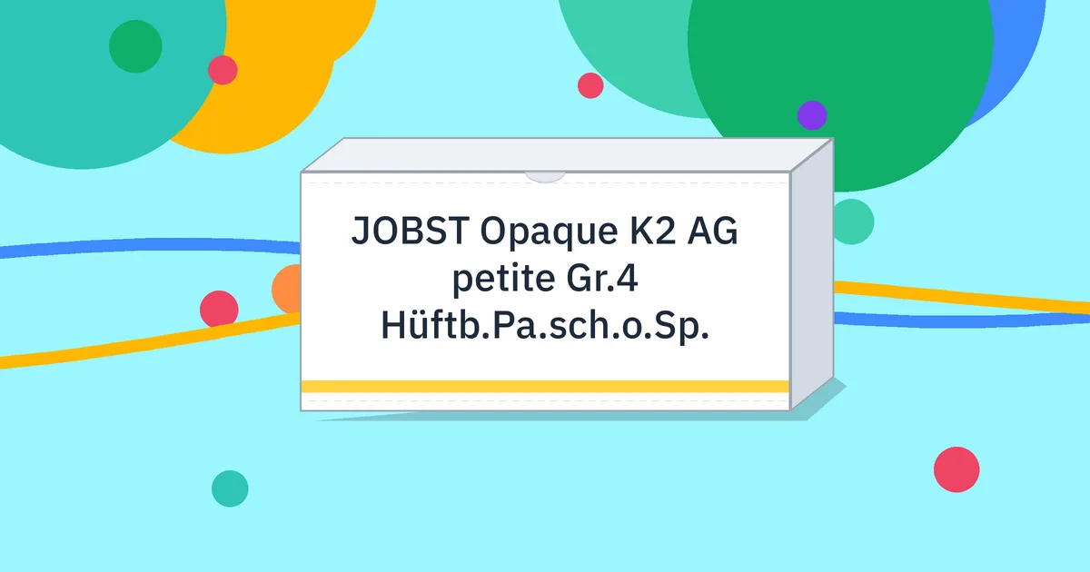 Symbolbild: Packung mit der Aufschrift JOBST Opaque K2 AG petite Gr.4 Hüftb.Pa.sch.o.Sp. (PZN 13114834) – Verfügbarkeit und Bezug in Apotheken in Frankfurt am Main