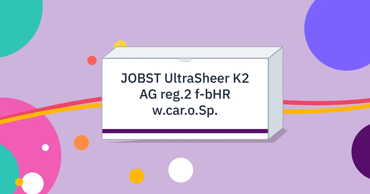 Symbolbild: Packung mit der Aufschrift JOBST UltraSheer K2 AG reg.2 f-bHR w.car.o.Sp. (PZN 11260247) – Verfügbarkeit und Bezug in Apotheken in Frankfurt am Main
