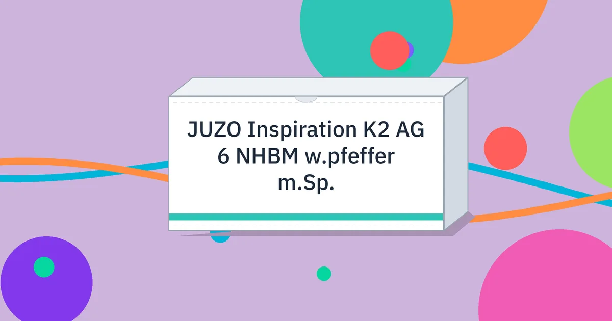 Symbolbild: Packung mit der Aufschrift JUZO Inspiration K2 AG 6 NHBM w.pfeffer m.Sp. (PZN 14919907) – Verfügbarkeit und Bezug in Apotheken in Frankfurt am Main