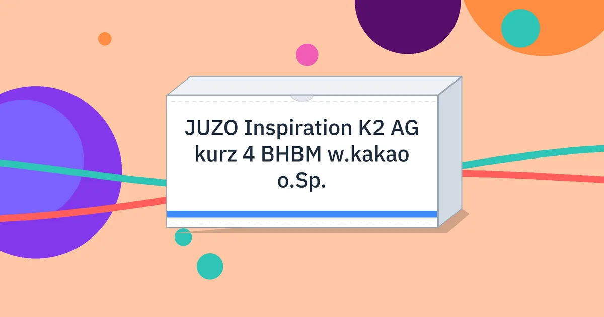 Symbolbild: Packung mit der Aufschrift JUZO Inspiration K2 AG kurz 4 BHBM w.kakao o.Sp. (PZN 14885605) – Verfügbarkeit und Bezug in Apotheken in Frankfurt am Main
