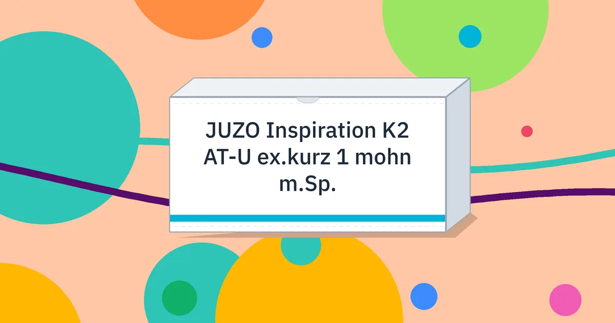 Symbolbild: Packung mit der Aufschrift JUZO Inspiration K2 AT-U ex.kurz 1 mohn m.Sp. (PZN 14929828) – Verfügbarkeit und Bezug in Apotheken in Frankfurt am Main